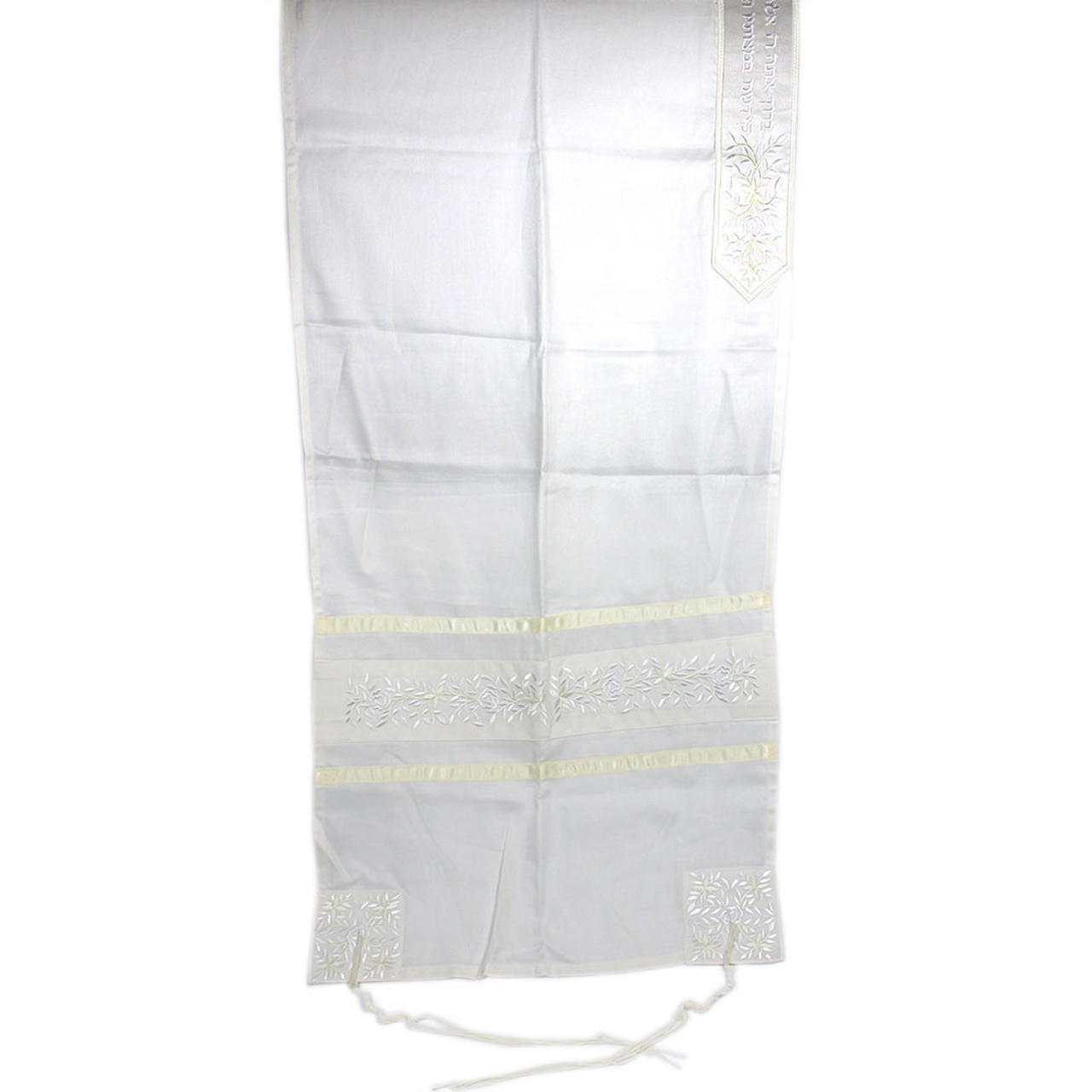 White, Silver And Gold Pattern Floral Talis Set