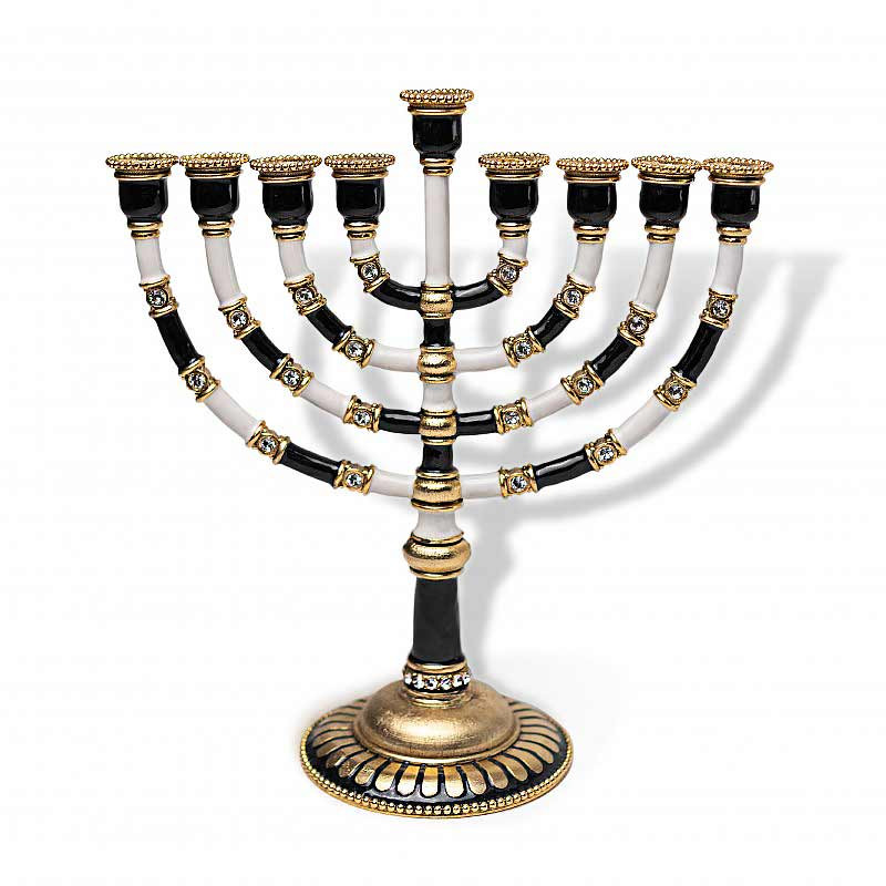 Quest Collection - Black White Gold Plated Royal Menorah