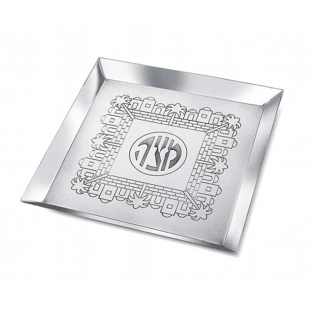 Passover Gifts - Aluminum Jerusalem Skyline Matzah Tray