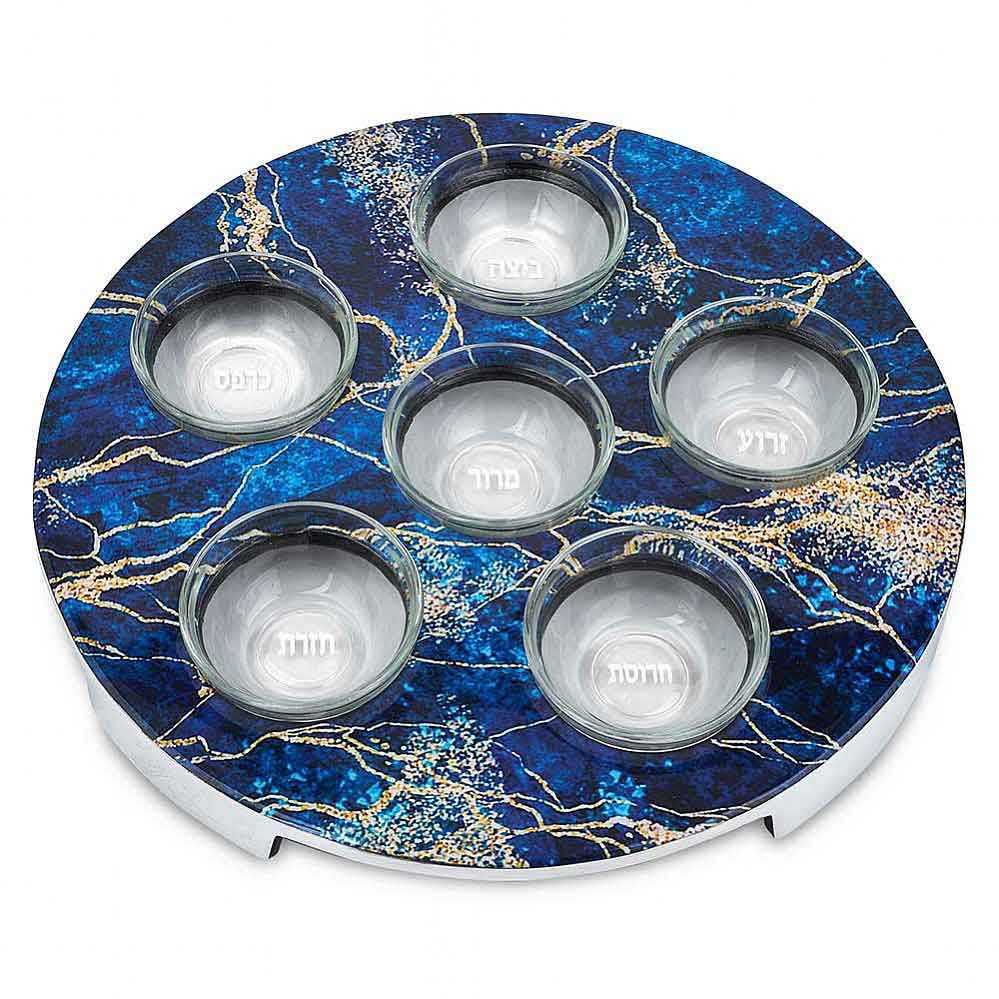 Aluminum Blue Marble Decal Seder Set