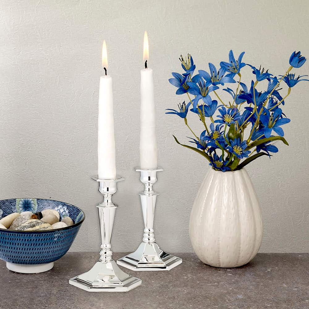 Modern Style Silver-plated Shabbat Candlesticks