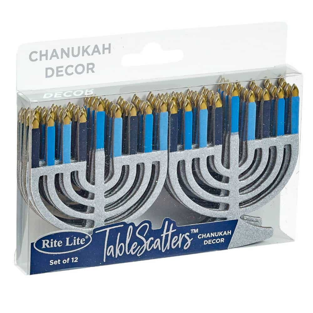 12 Foiled & Glittered Menorah Table Scatters