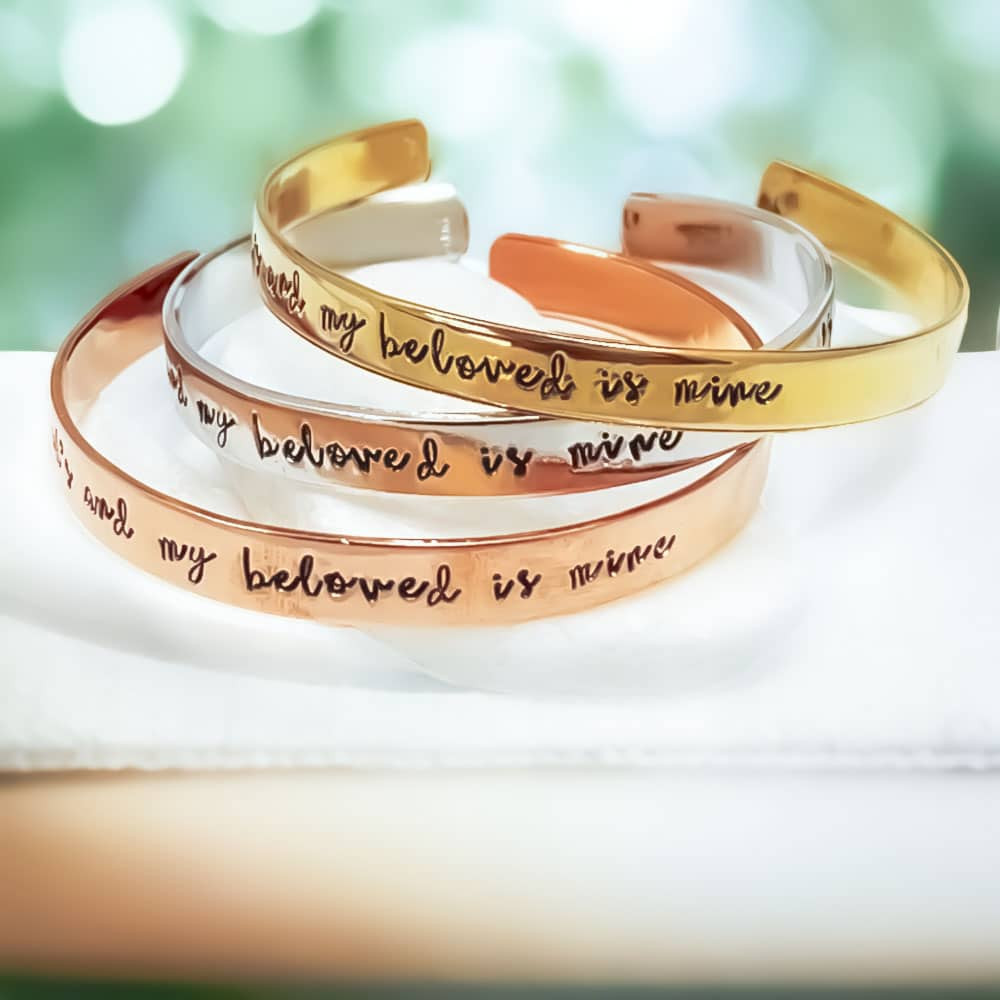 I Am My Beloved's And My Beloved Is Mine Brass Cuff Bracelet