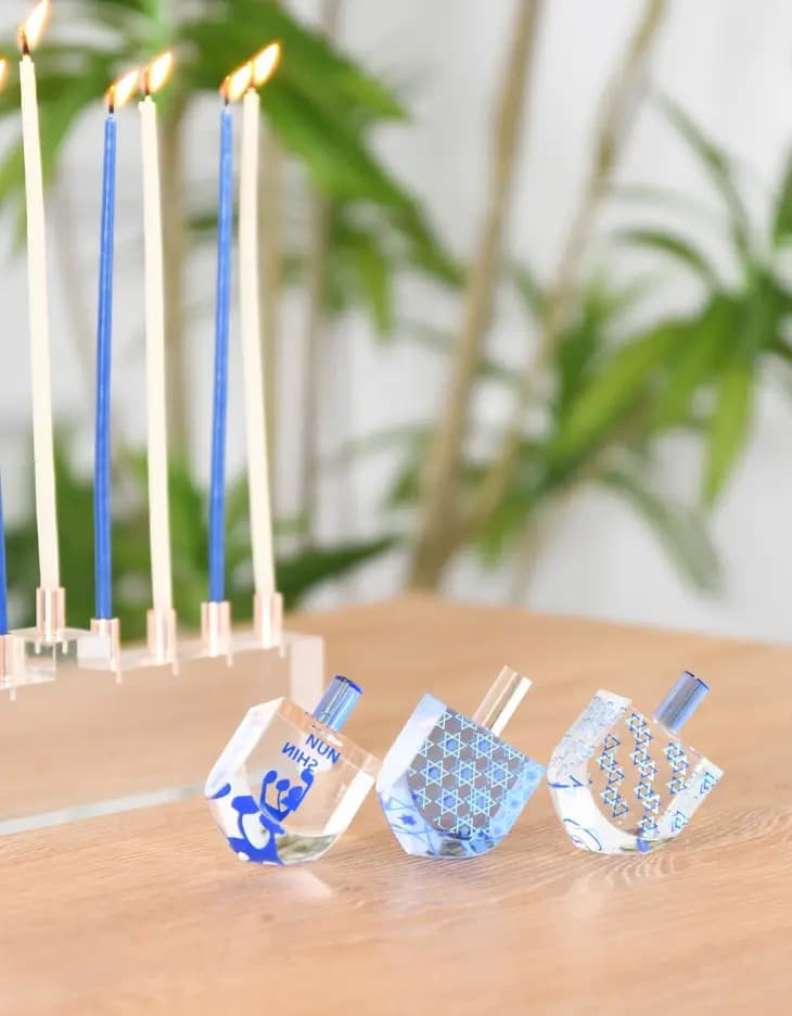 Set Of 3 Decorative Acrylic Hanukkah Dreidels