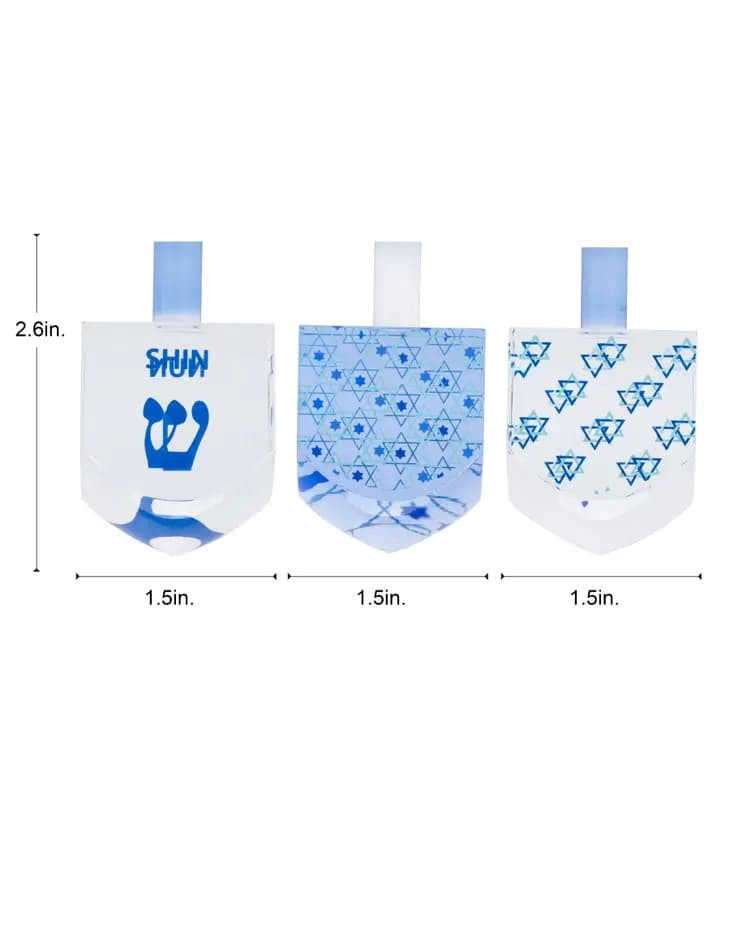 Set Of 3 Decorative Acrylic Hanukkah Dreidels