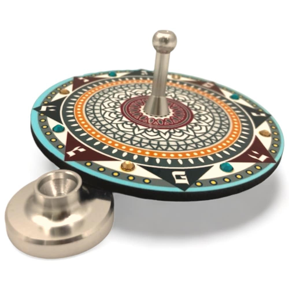Colorfully Designed Dreidel With Crystal Embellishments