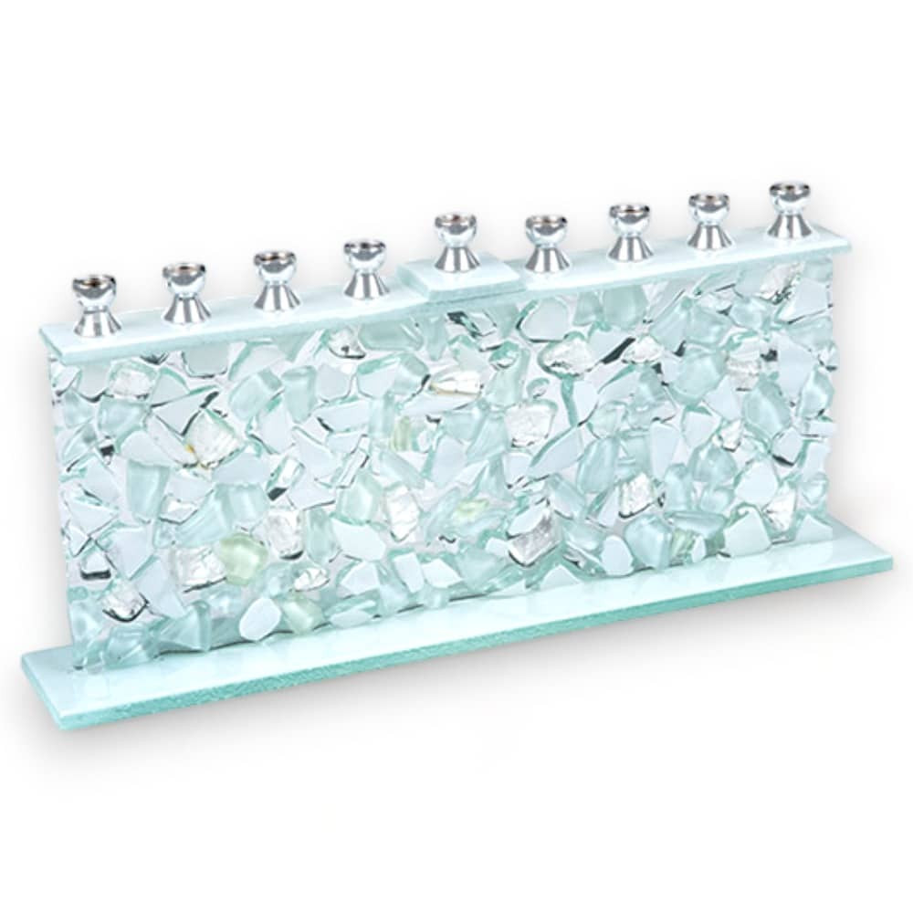 Pebble Glass Hanukkah Menorah