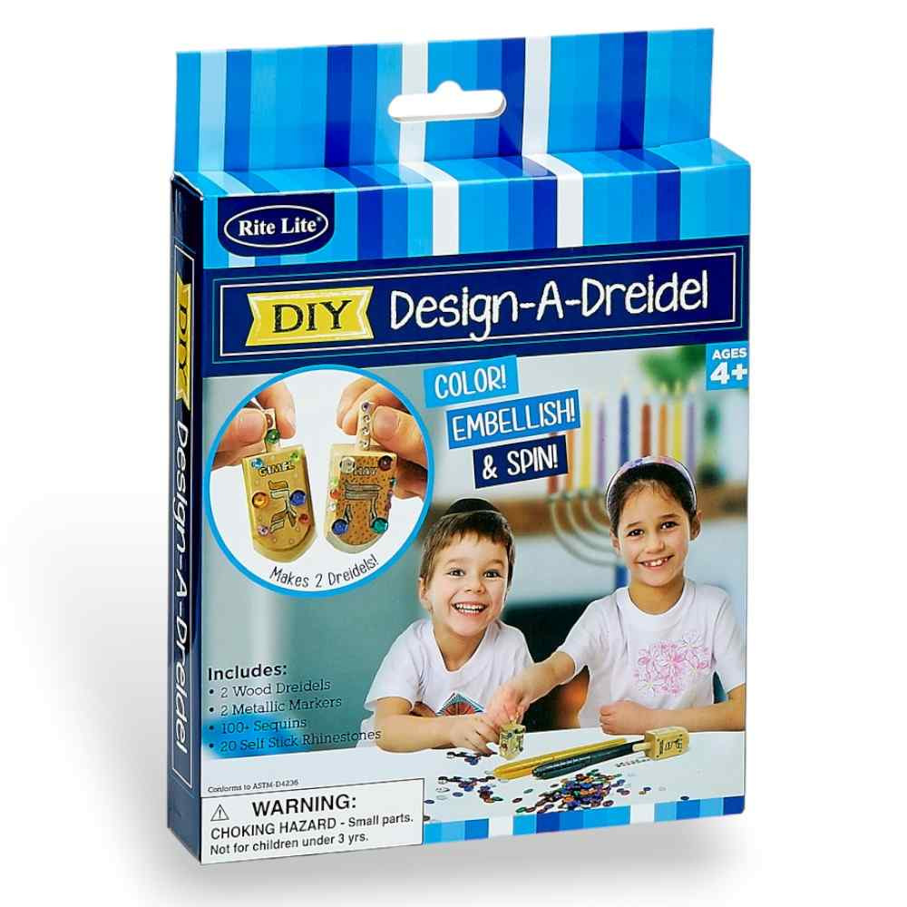 DIY Design-A-Dreidel Kit With 2 Large Wood Dreidels