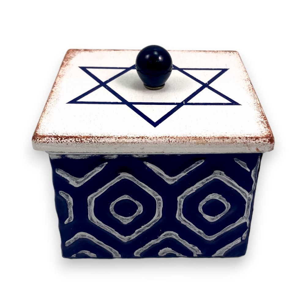 Set Of 3 Metal Jewish Star Boxes With Lids