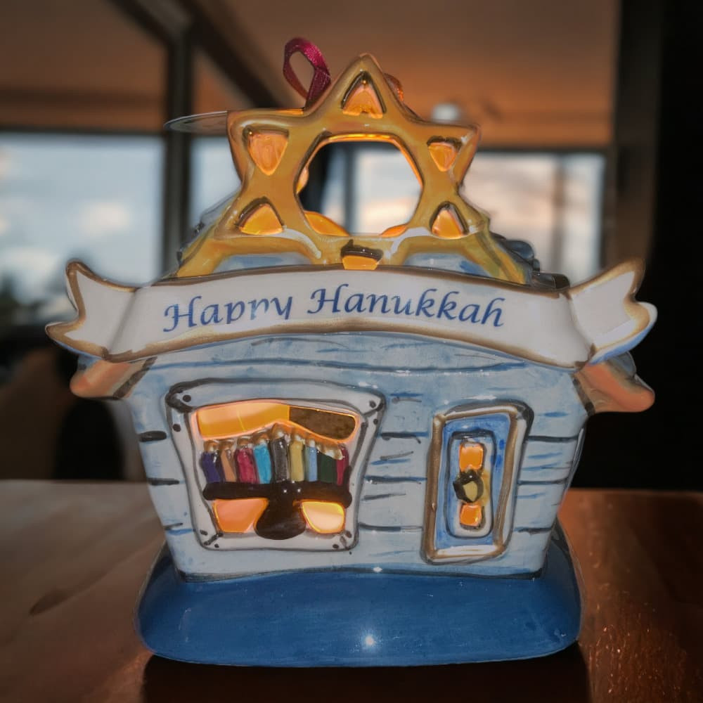 Happy Hanukkah Ceramic Tealight House