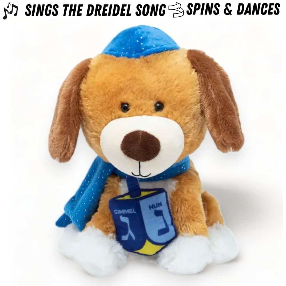 Spinning And Singing Plush Dog With Dreidel
