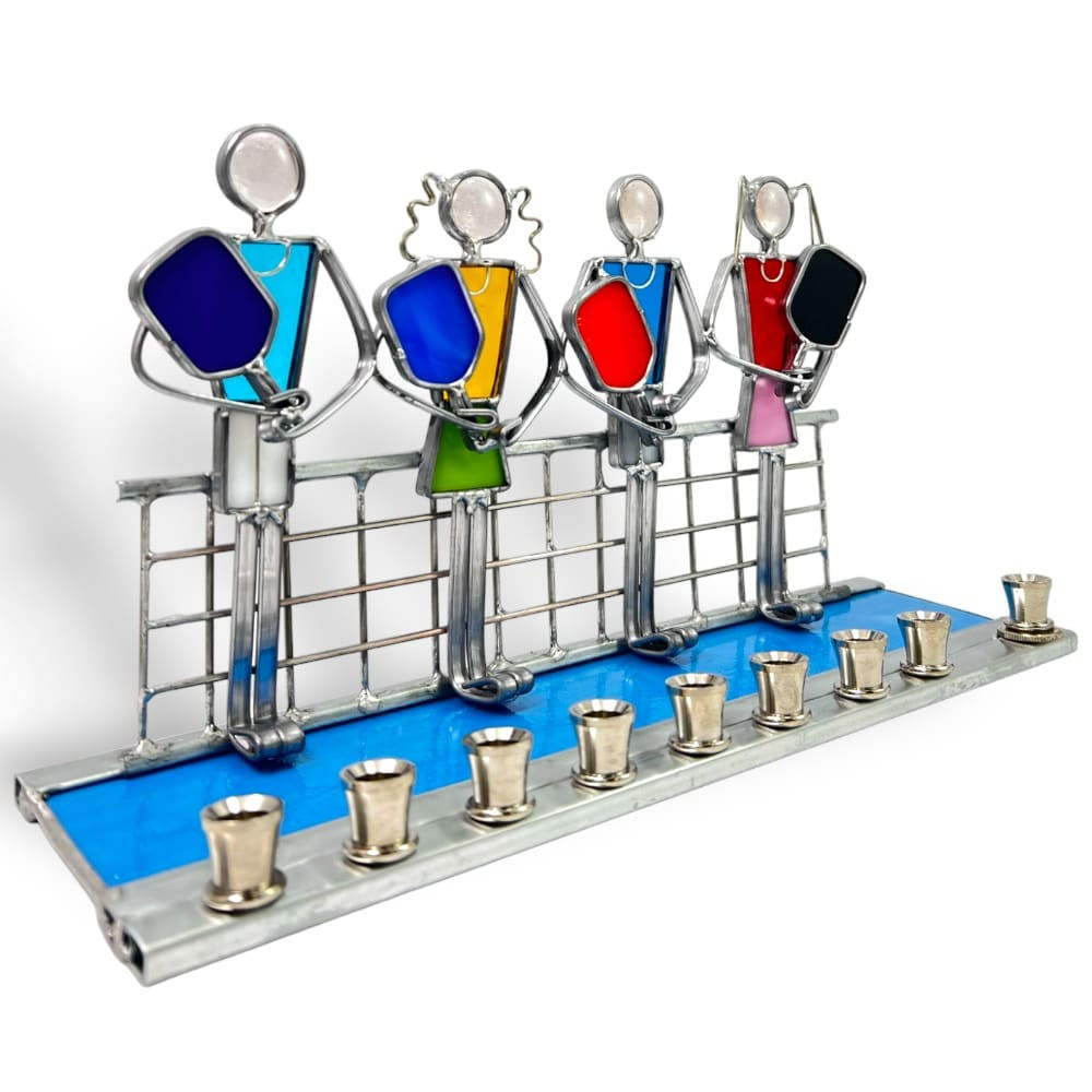 Stained Glass Pickleball Menorah