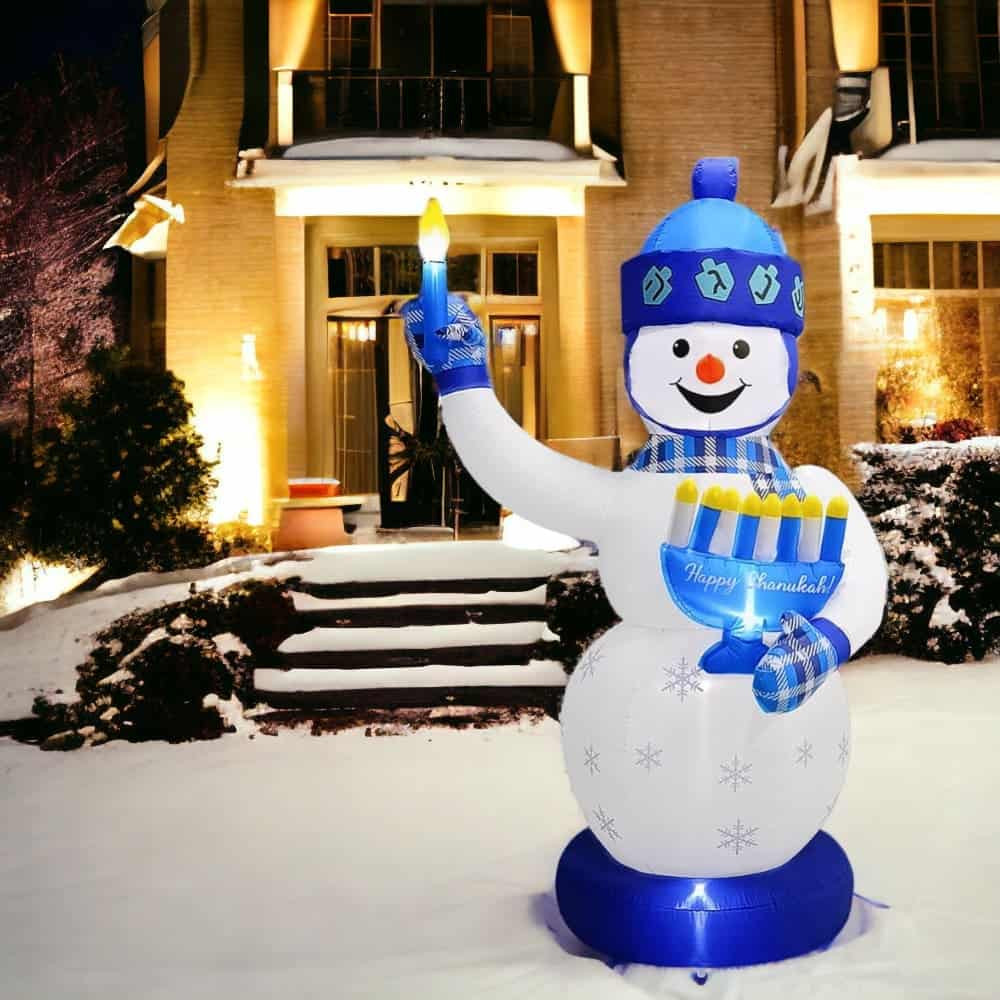 7 Ft Tall Hanukkah Inflatable Hanukkah Snowman Lawn Decoration