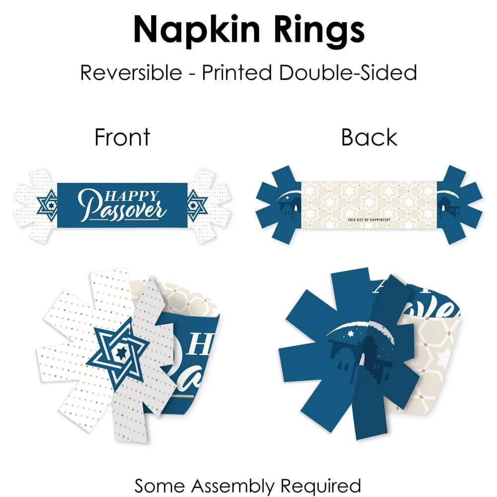 24 Ct Happy Passover Napkin Rings