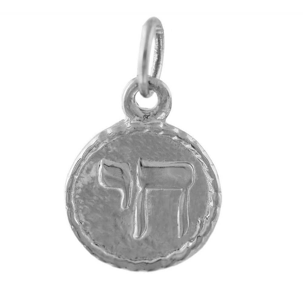 14K White Gold Baby Chai Medallion