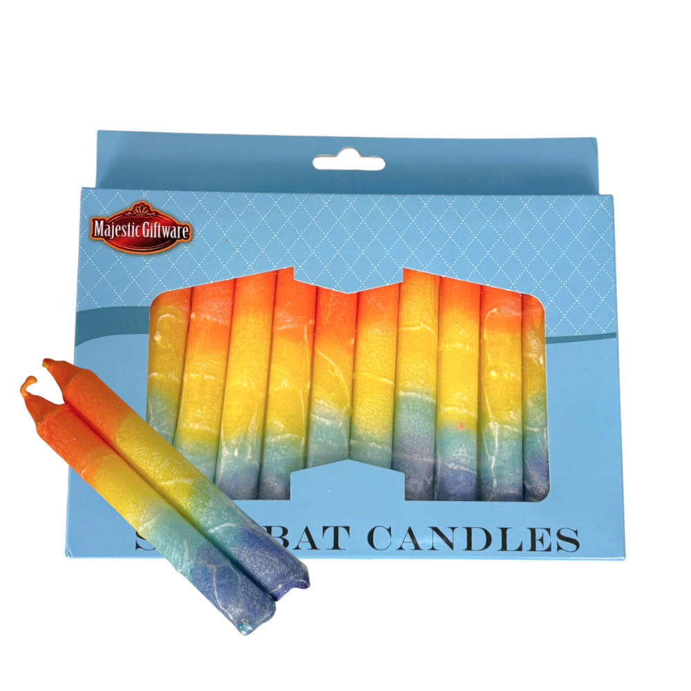 12-Pack Rainbow Shabbat Candles