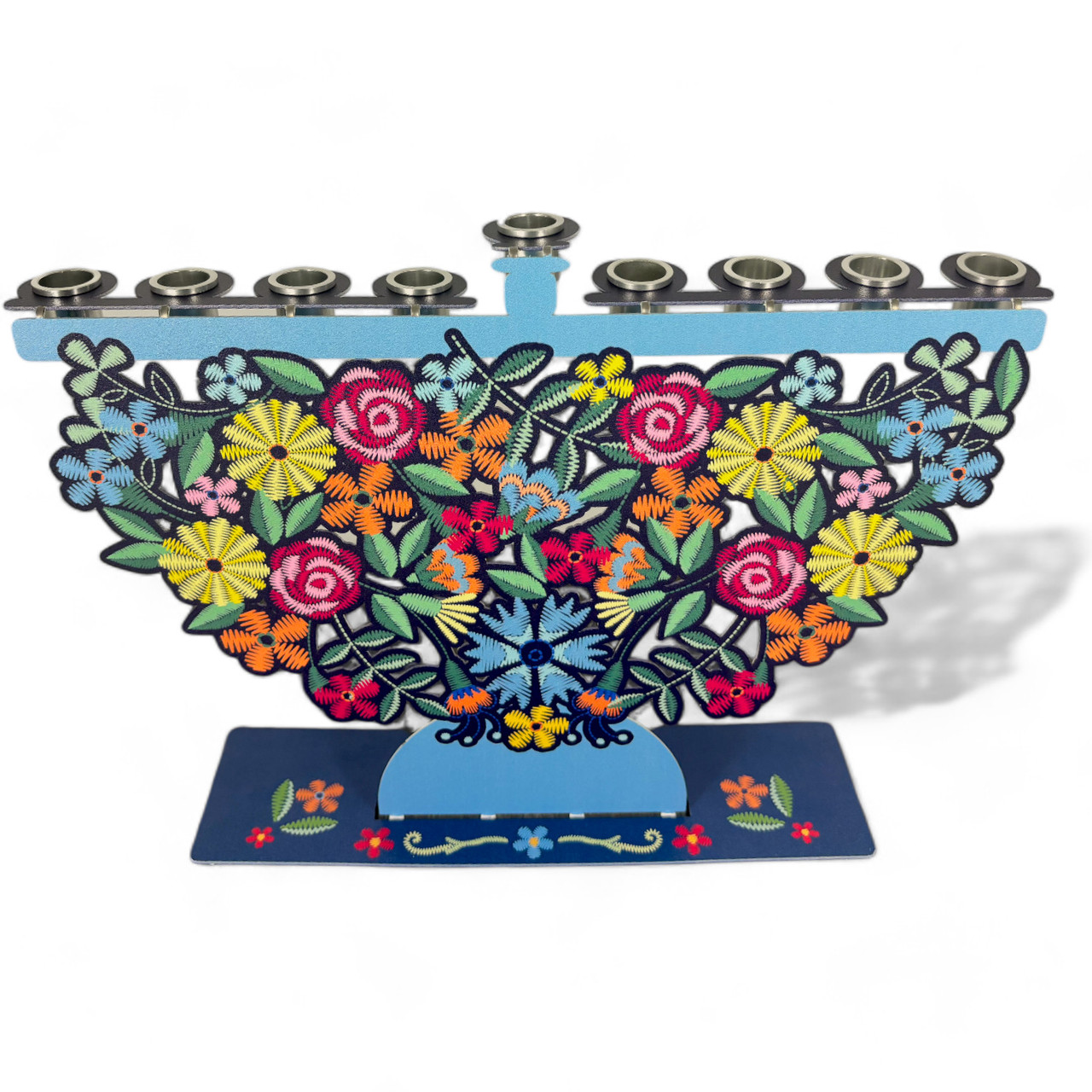 Laser-Cut "Embroidered" Flower Garden Menorah