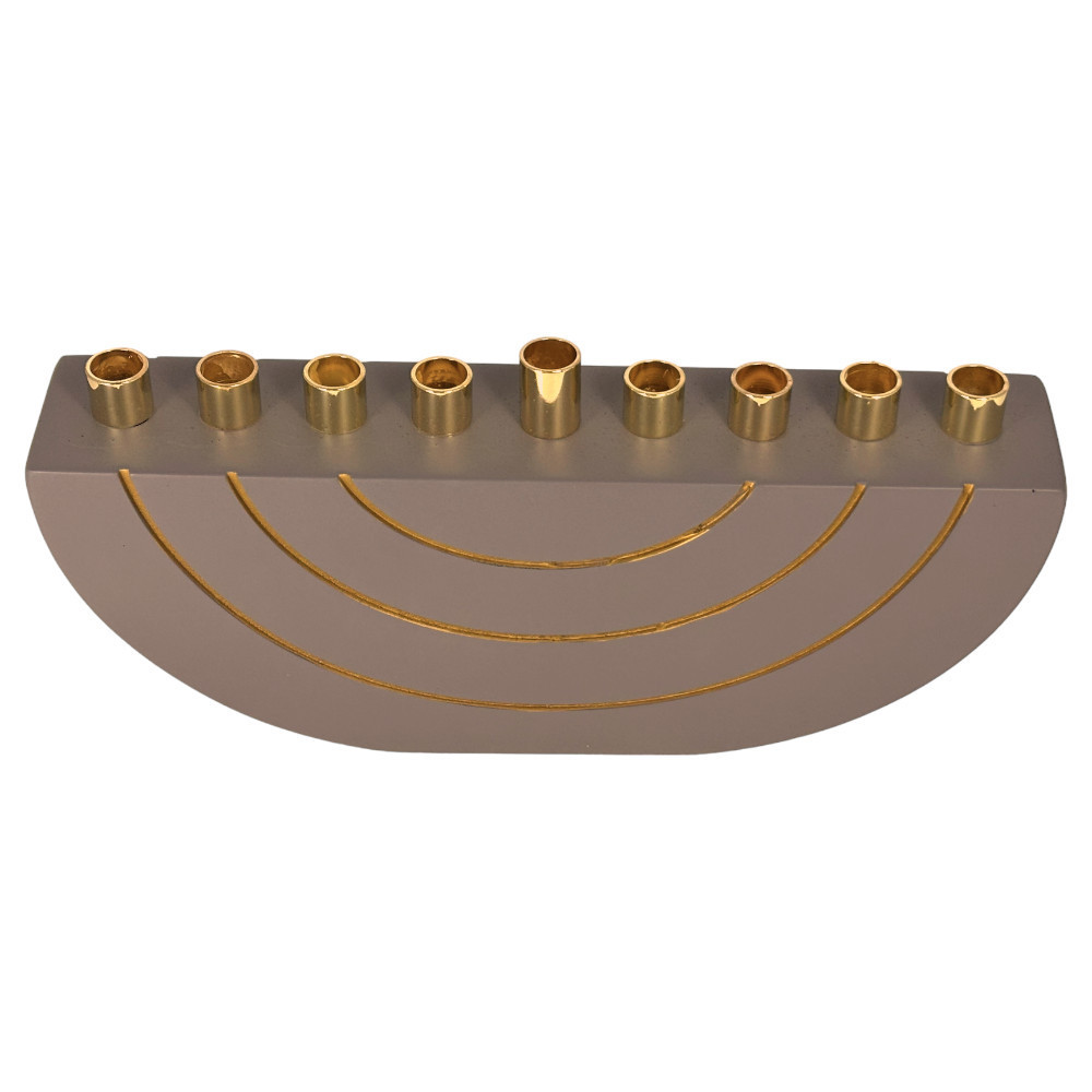 Modern Moon Grey And Gold Stone Menorah