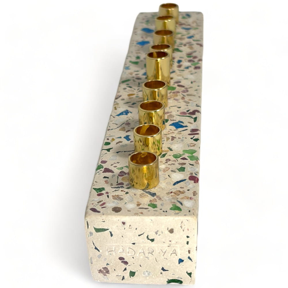 Stone And Terrazzo Strip Hanukkah Menorah