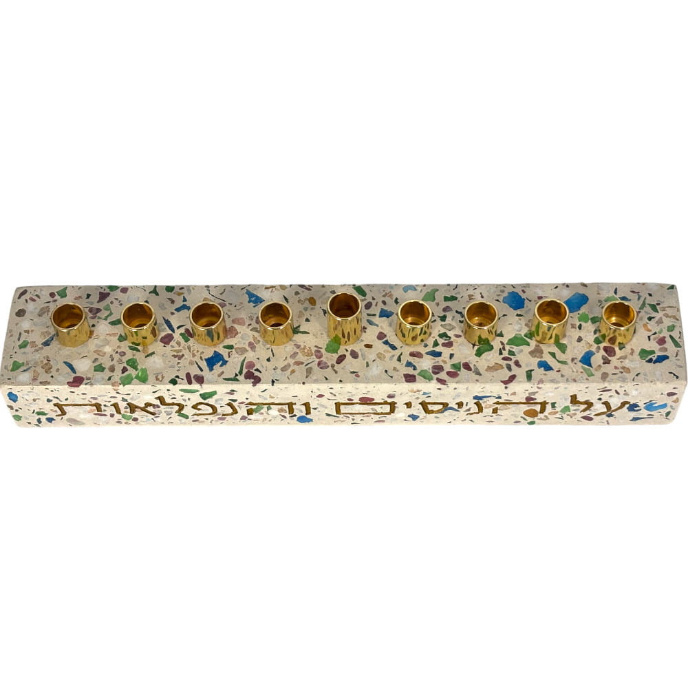 Stone And Terrazzo Strip Hanukkah Menorah