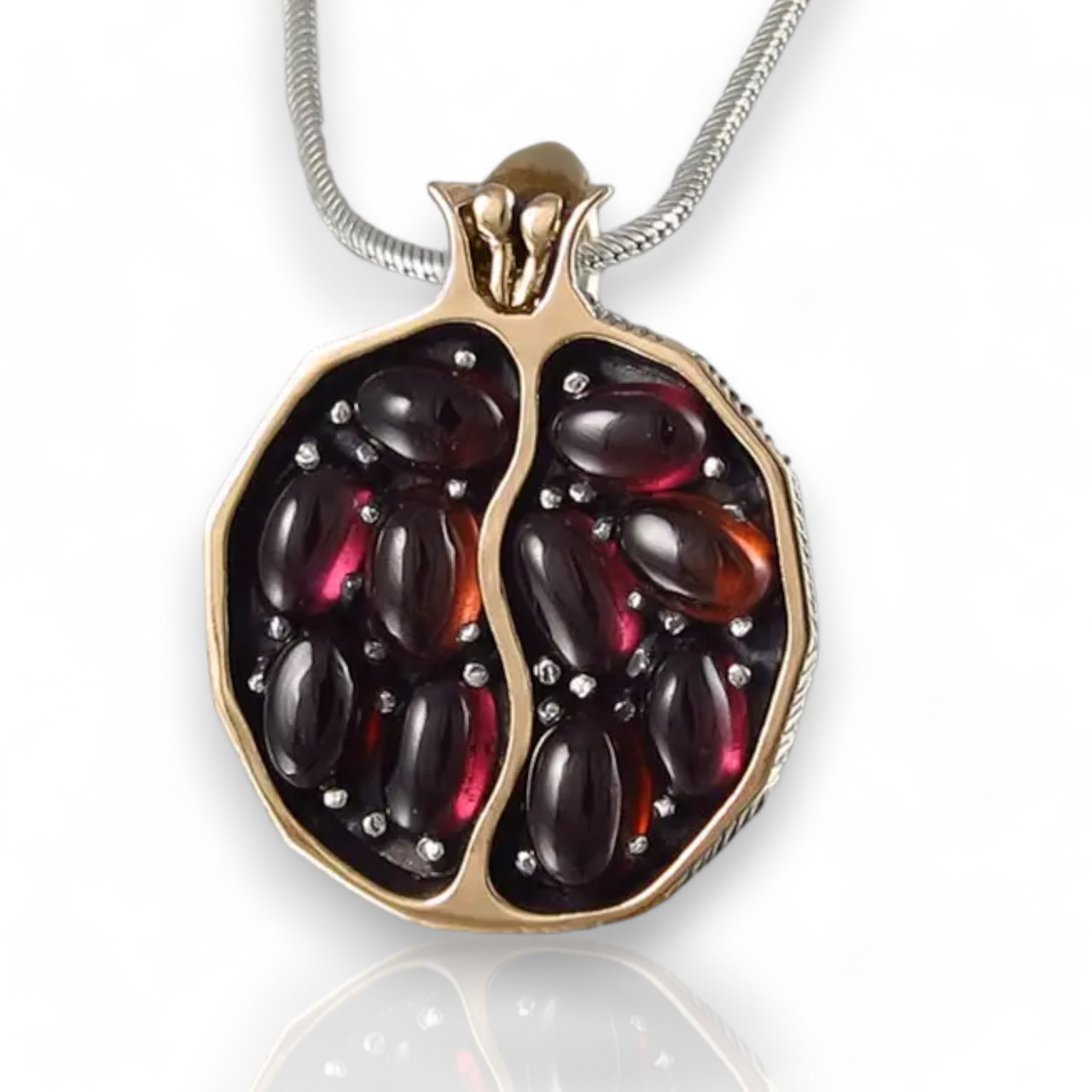 Two-Tone Ruby Red Pomegranate Necklace