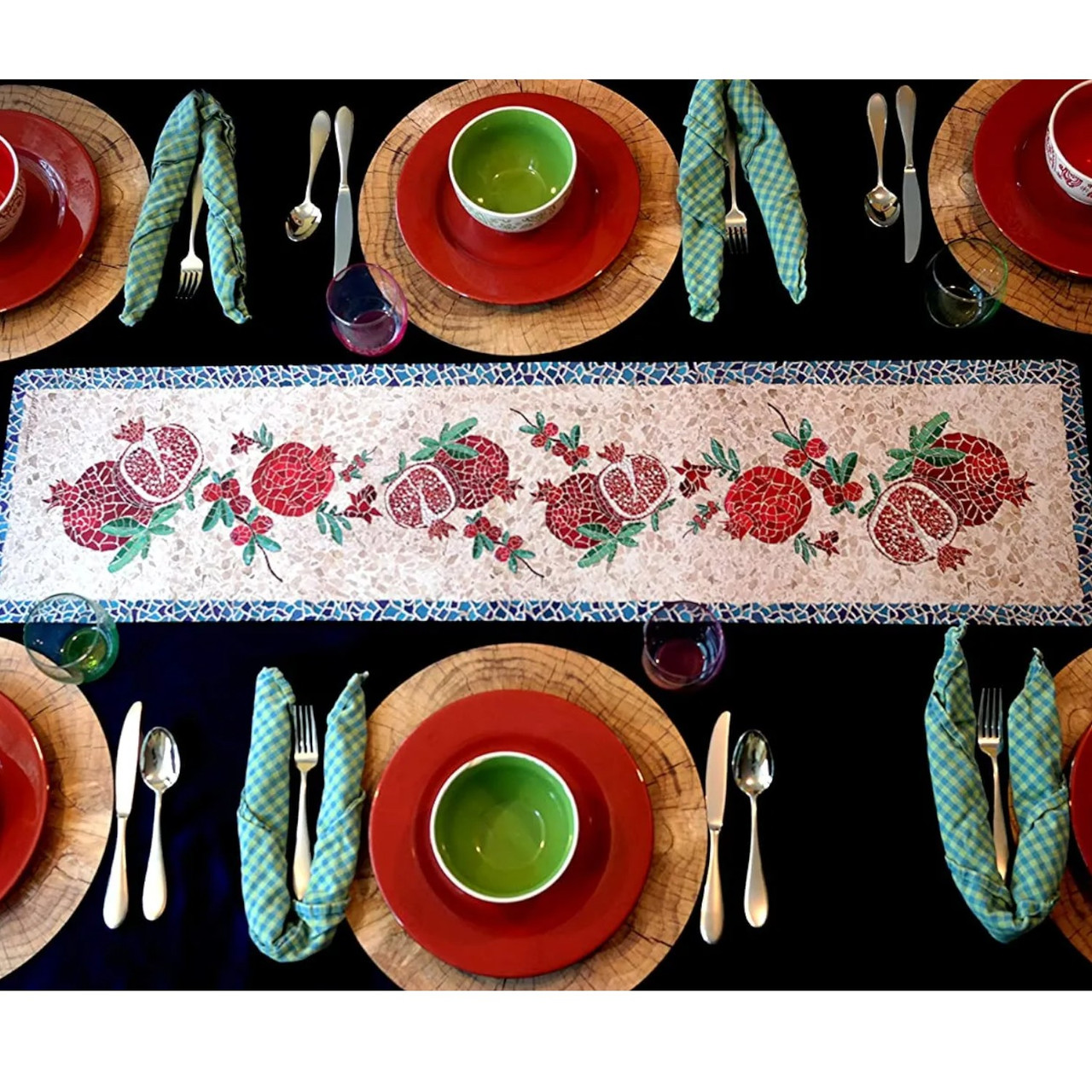 Pomegranate Mosaic Art Trivet Table Runner