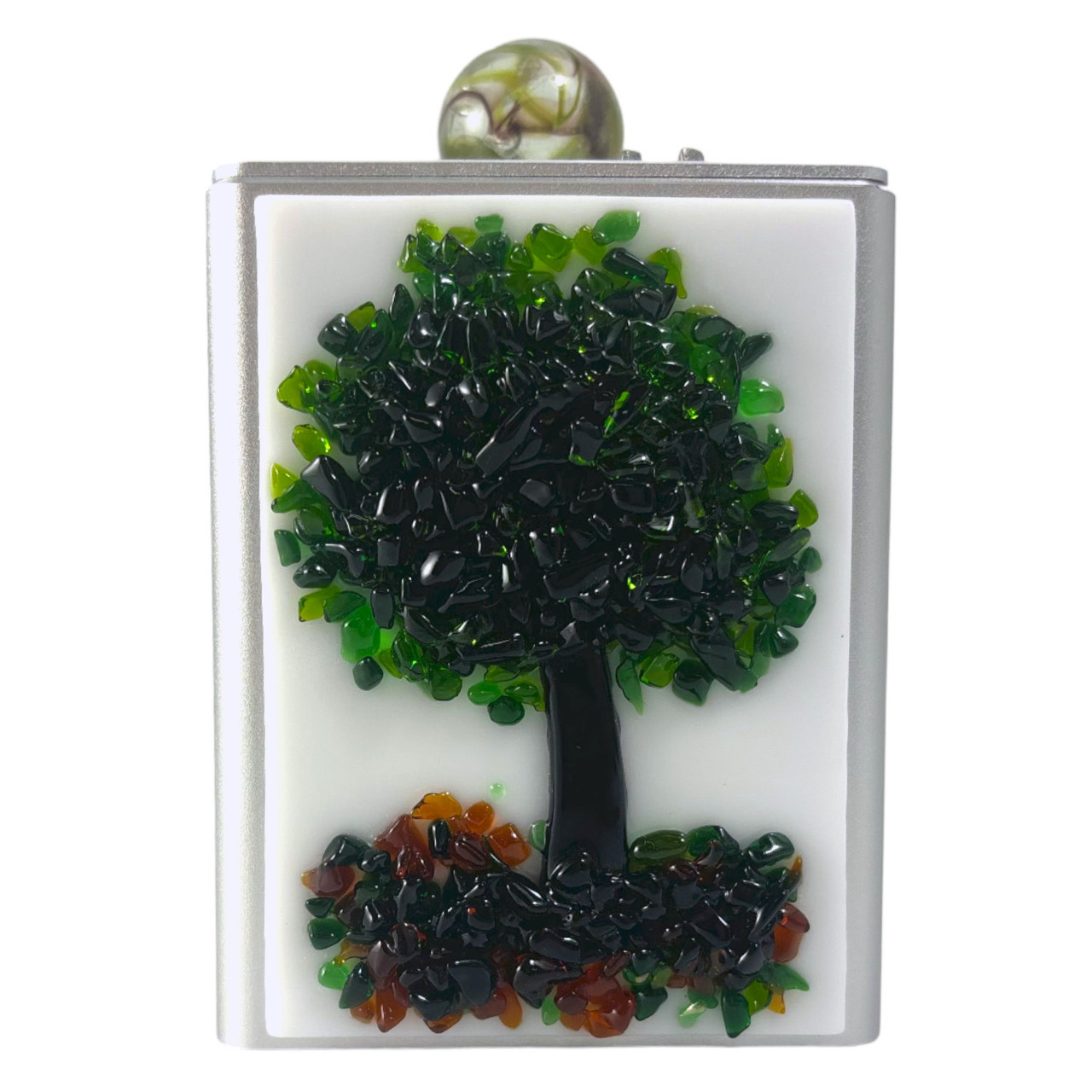 Tree Of Life Fused Glass And Aluminum Tzedakah Box