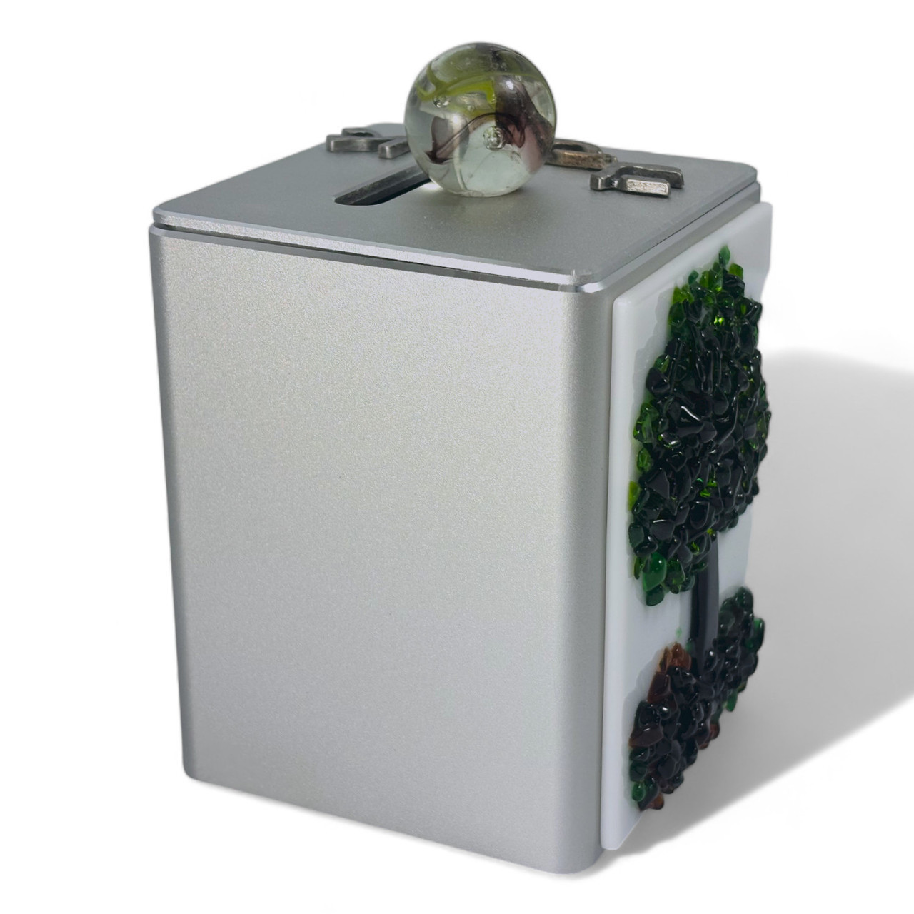 Tree Of Life Fused Glass And Aluminum Tzedakah Box