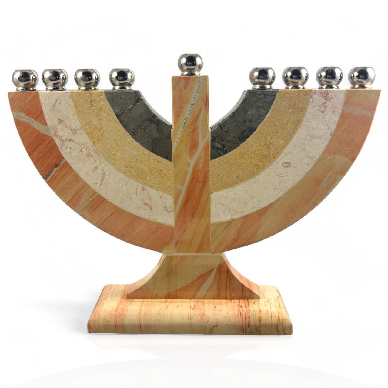 Arched Jerusalem Stone Hanukkah Menorah
