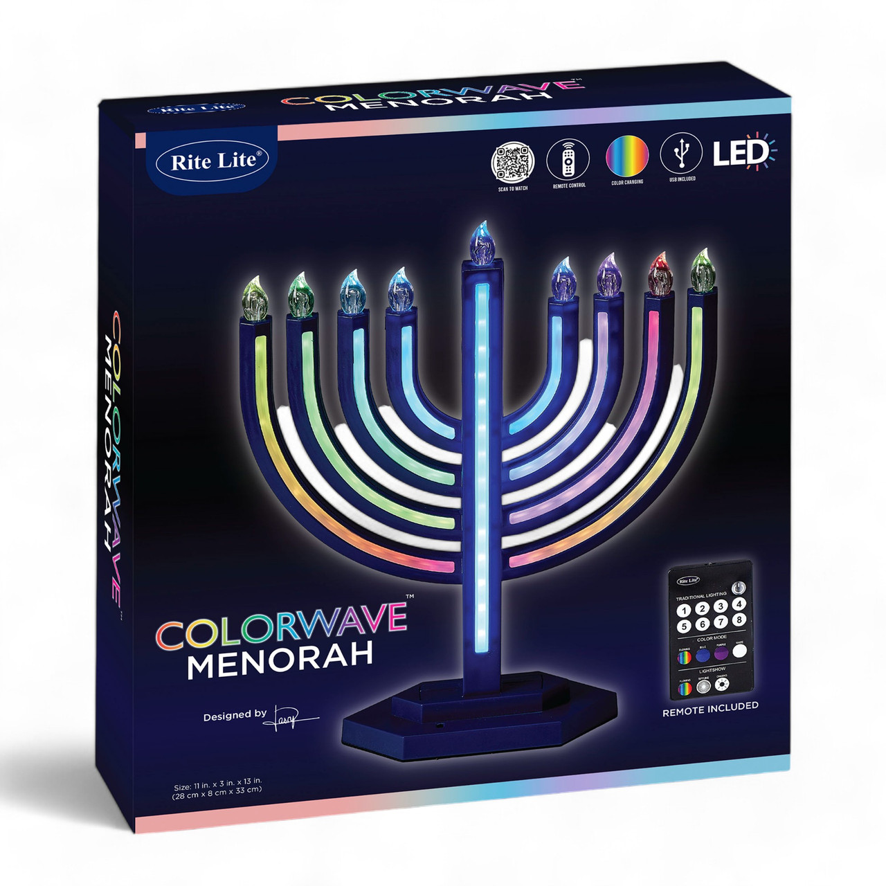 Navy LED Color Changing Lights Menorah
