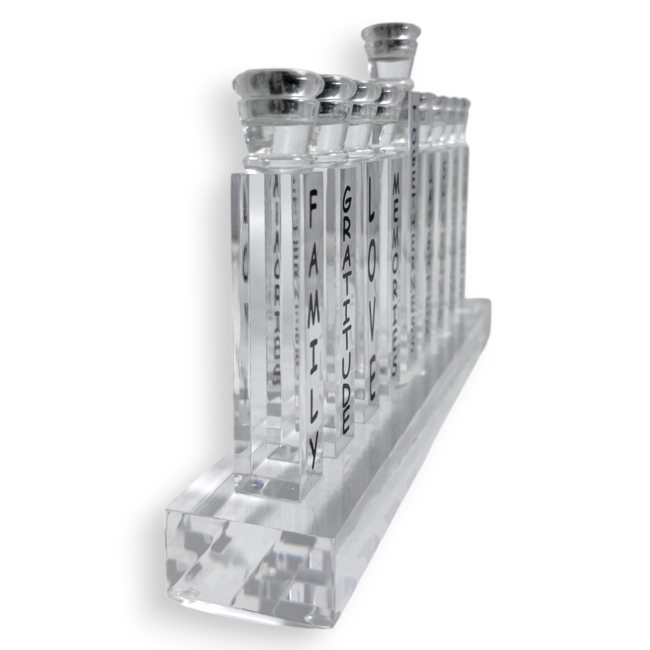 Clear Acrylic Inspirational Hanukkah Menorah