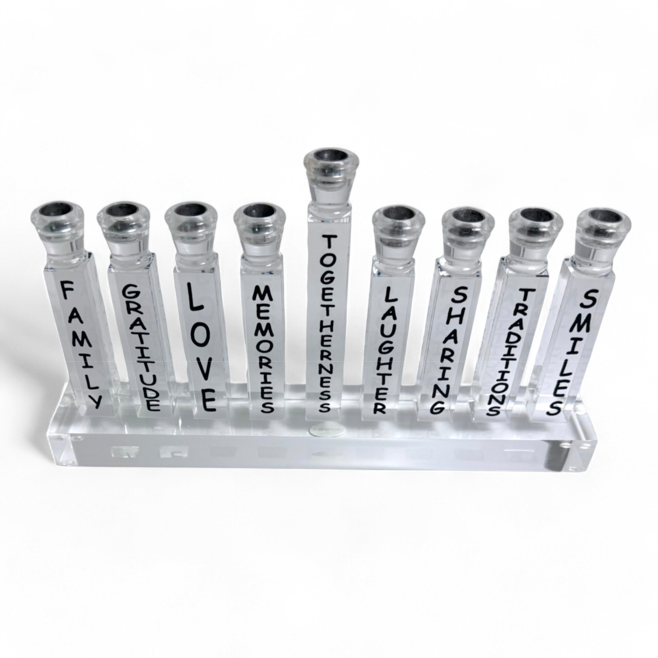 Clear Acrylic Inspirational Hanukkah Menorah