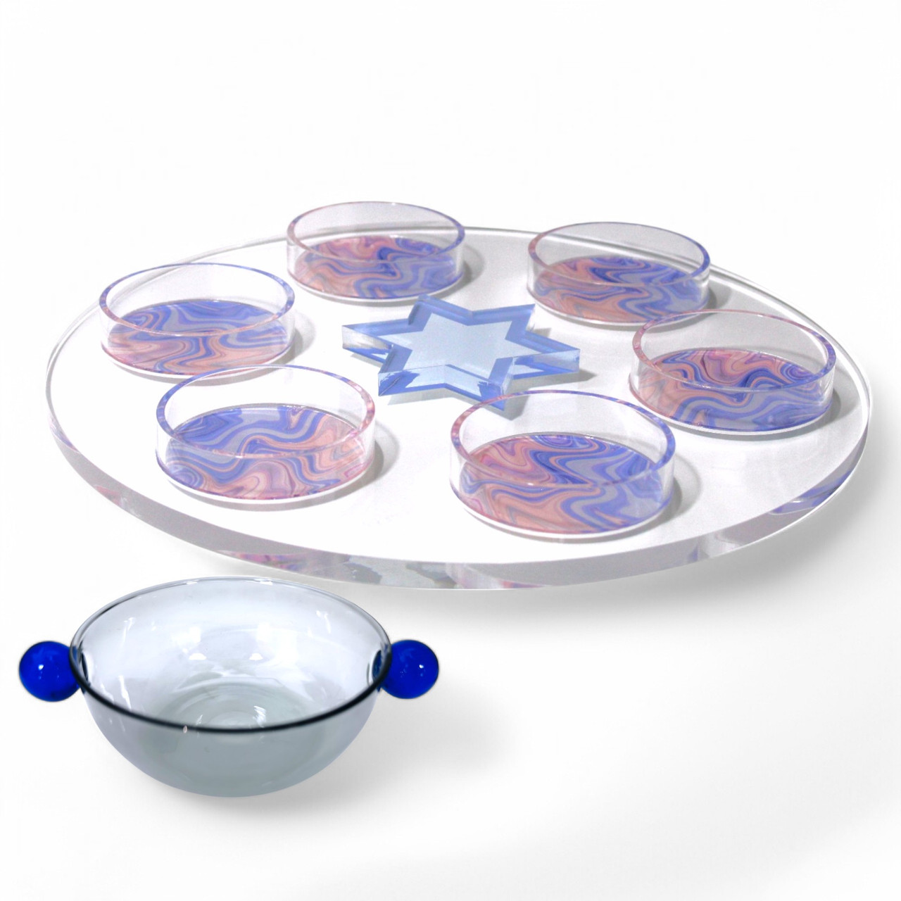 Lucite Seder Plate With Salt Water Bowl