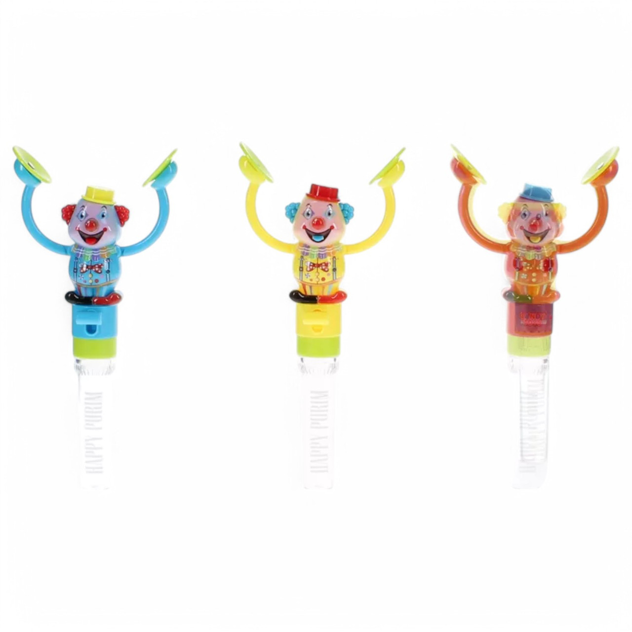 Clapping Clowns Purim Noise Maker With Fillable Candy Tube