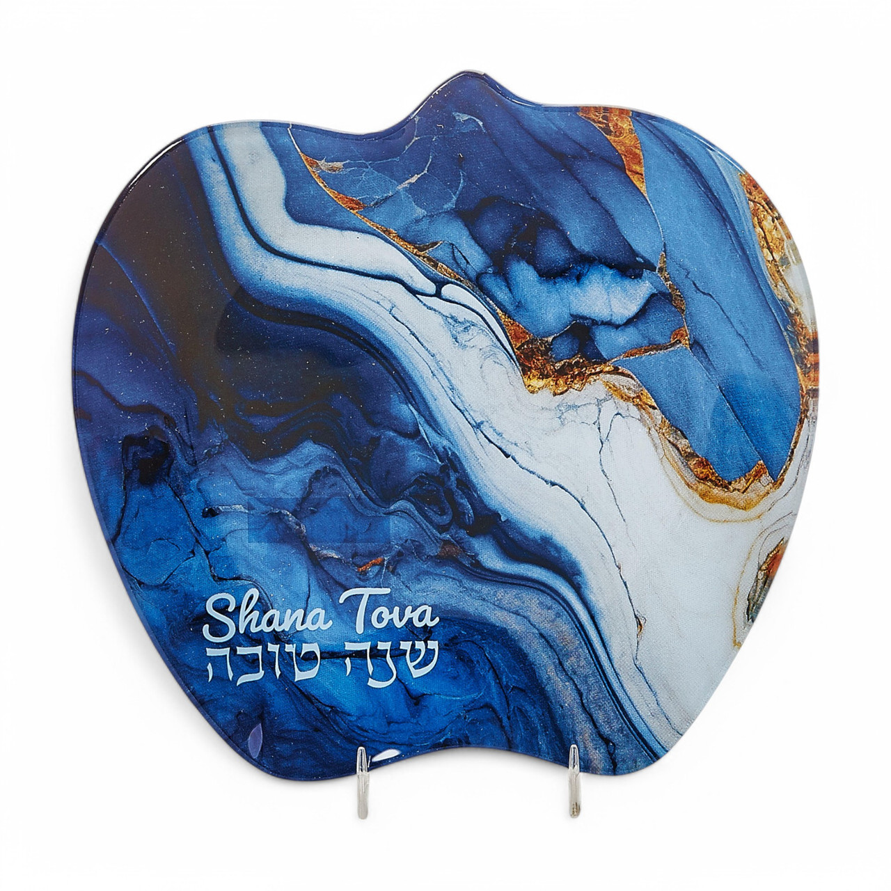 Blue Marble Design Glass Apple Plate