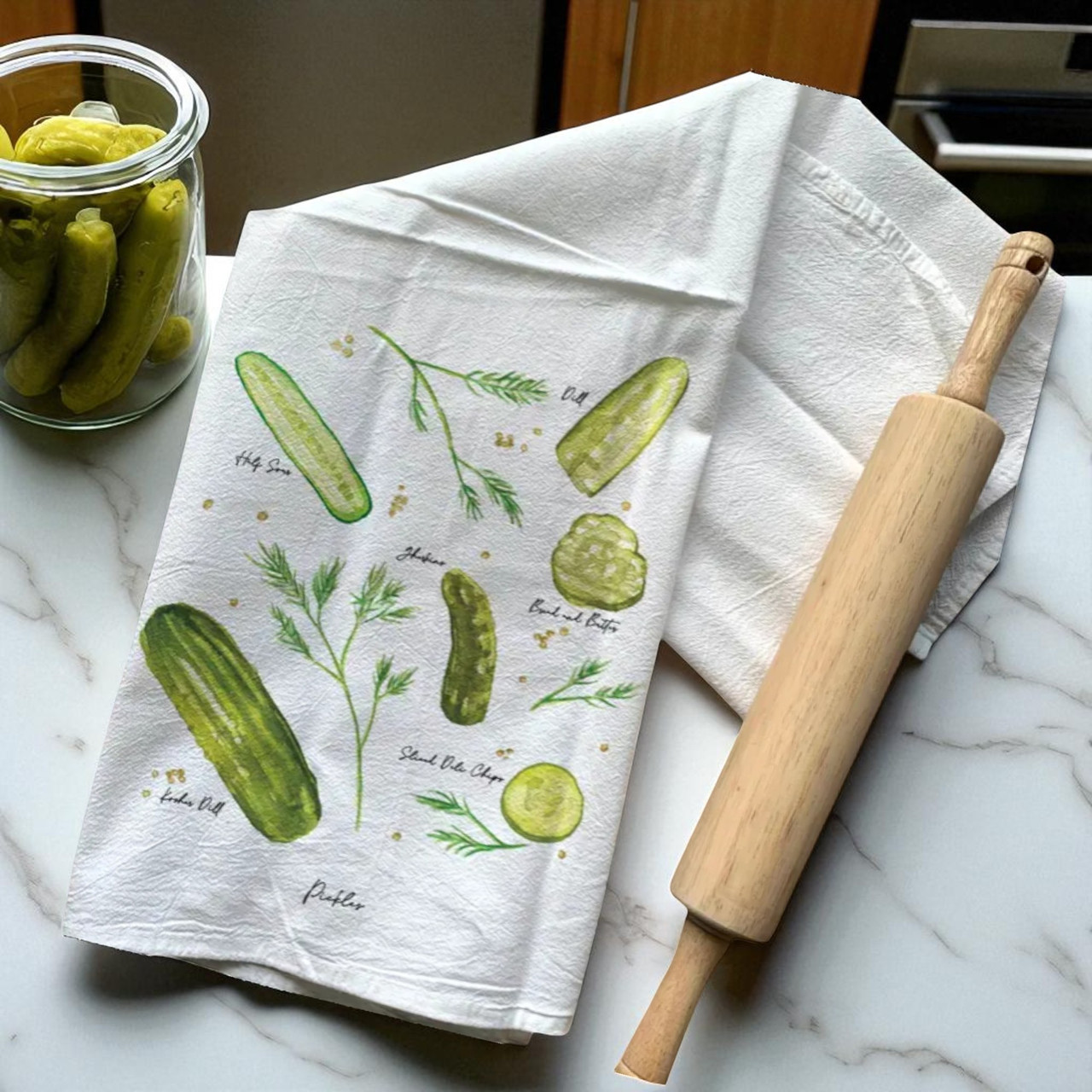 Pickle Chart Kosher Style Deli Flour Sack Towel
