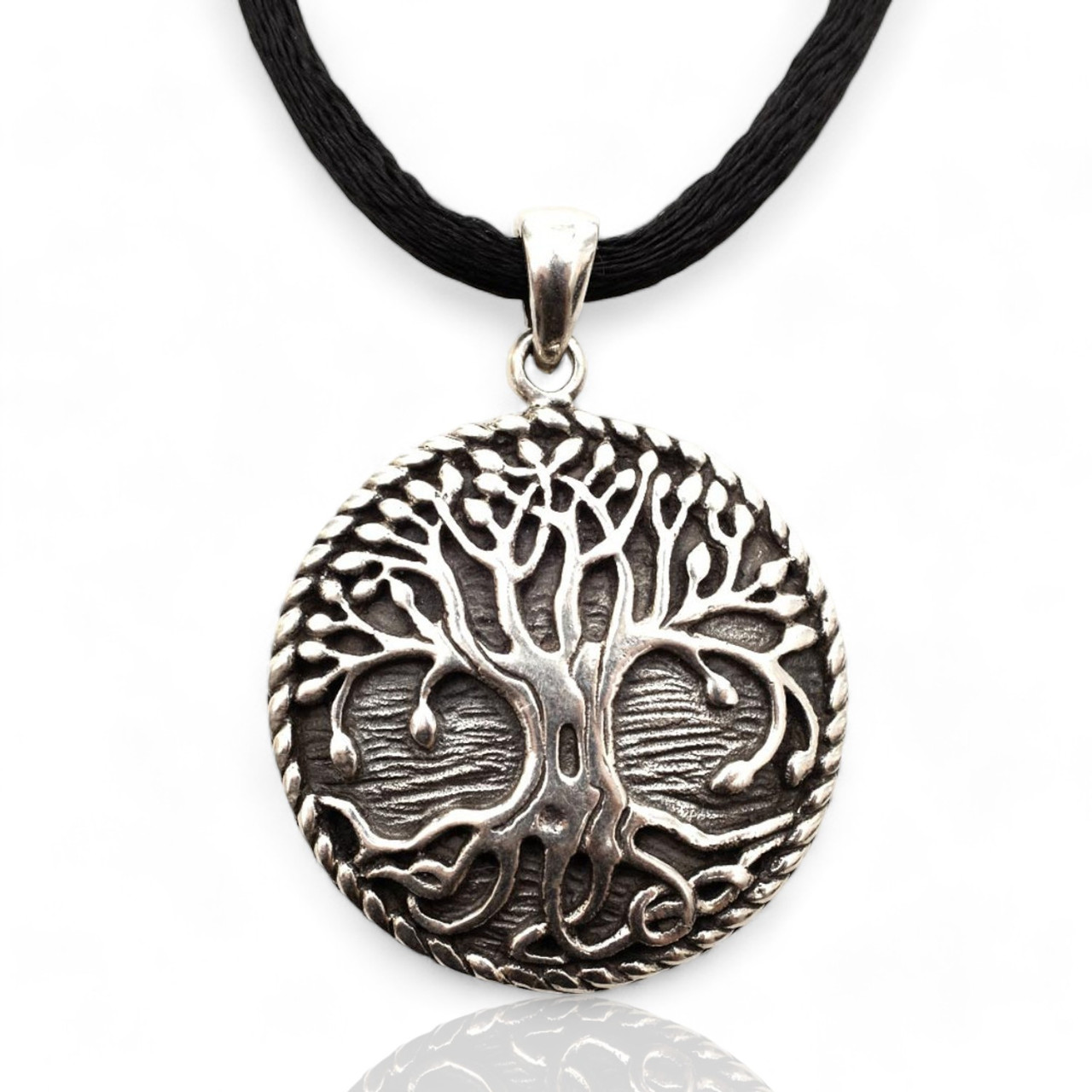 Jewish Jewelry-Judaica Tree Of Life Medallion Silver Patina