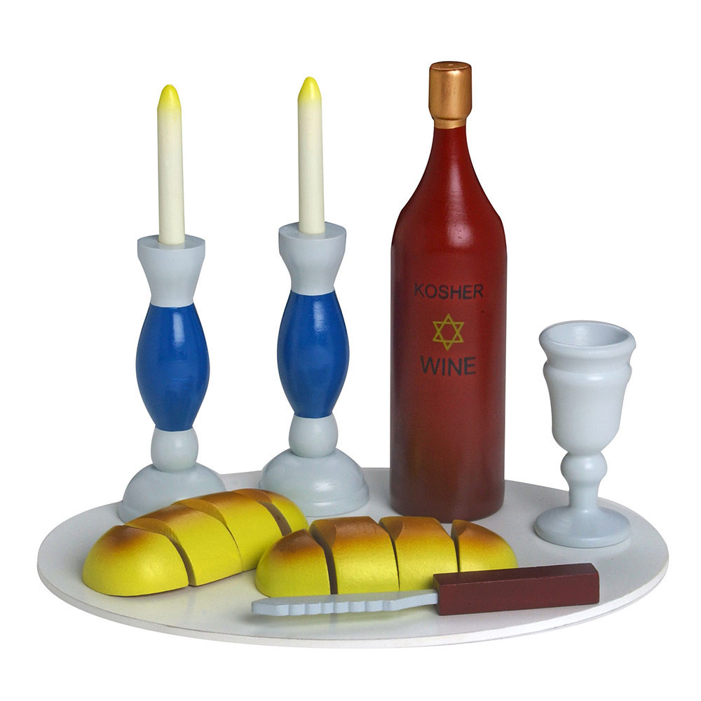 Shabbat | Kids Play | Childs Painted Wood Shabbat Play Set