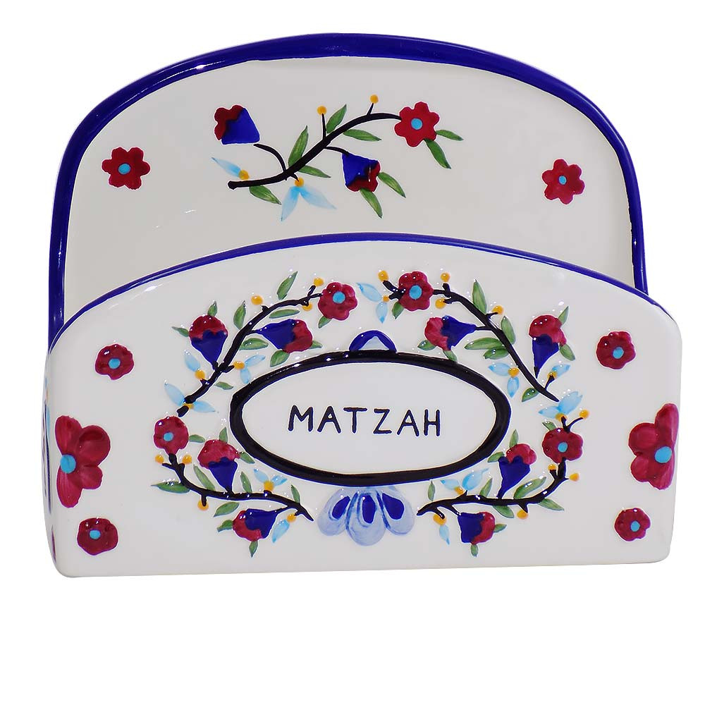 Passover | Matzah Holders | Hand Painted Floral Ceramic Matzah Holder