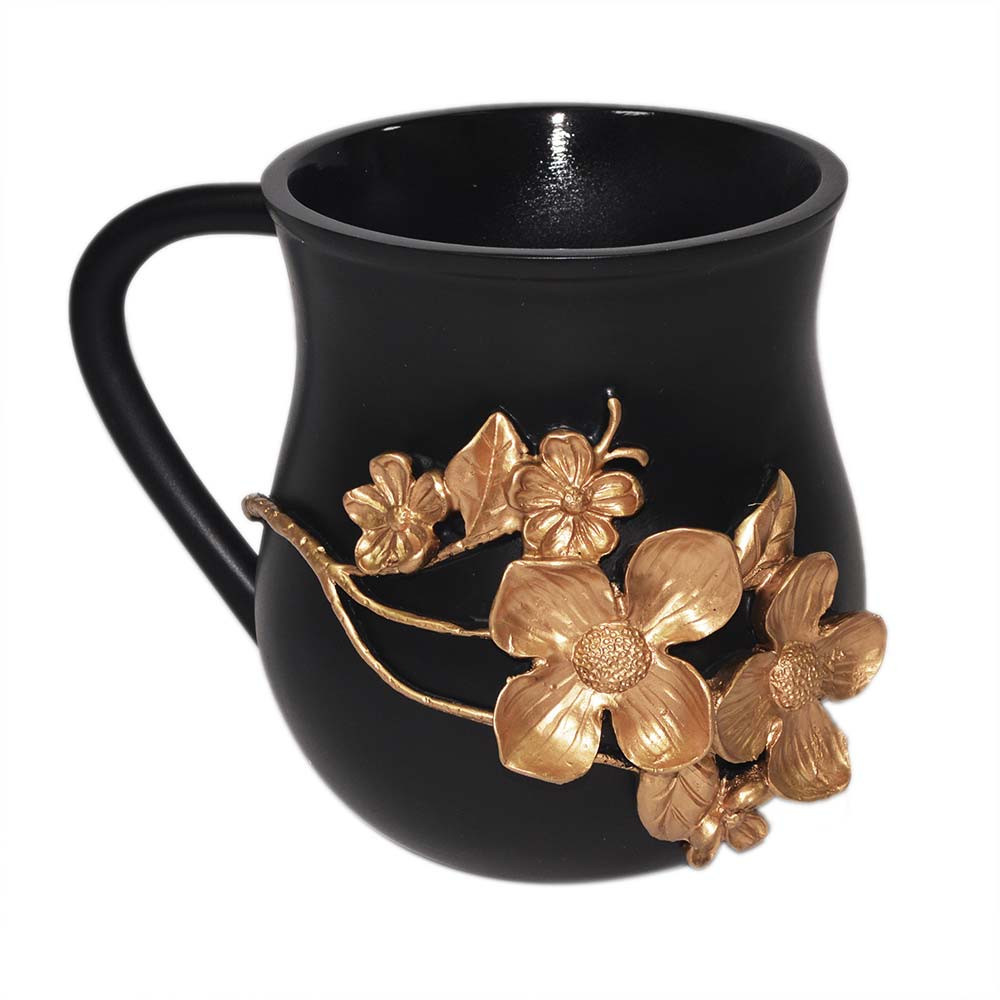 Black Gold Floral Hand Washing Cup