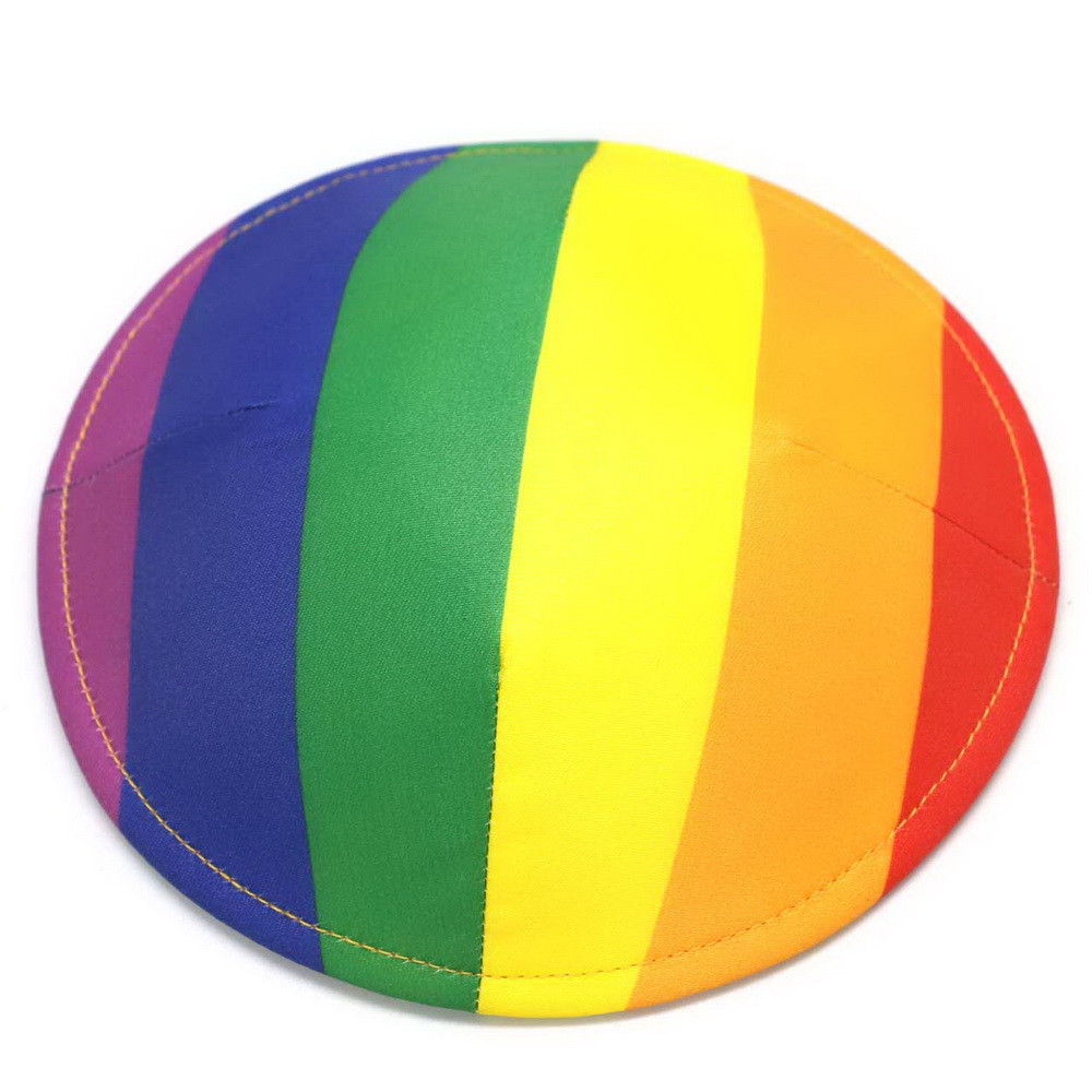 Jewish Gifts-Rainbow Striped Kippah - Jewish Pride