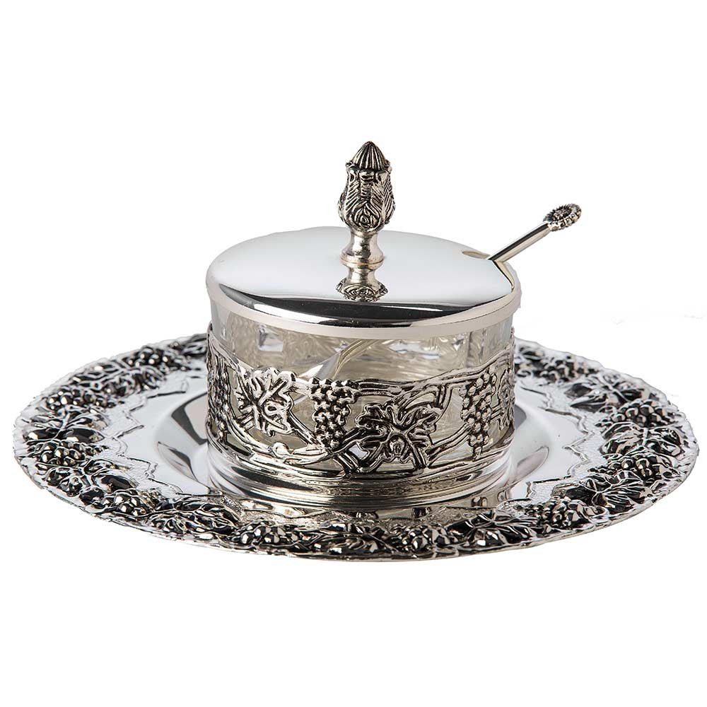Grape Designed Apple Plate And Honey Pot Set