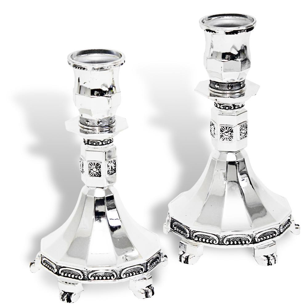 Jewish Gifts-Silver Plated Shabbat Candlesticks