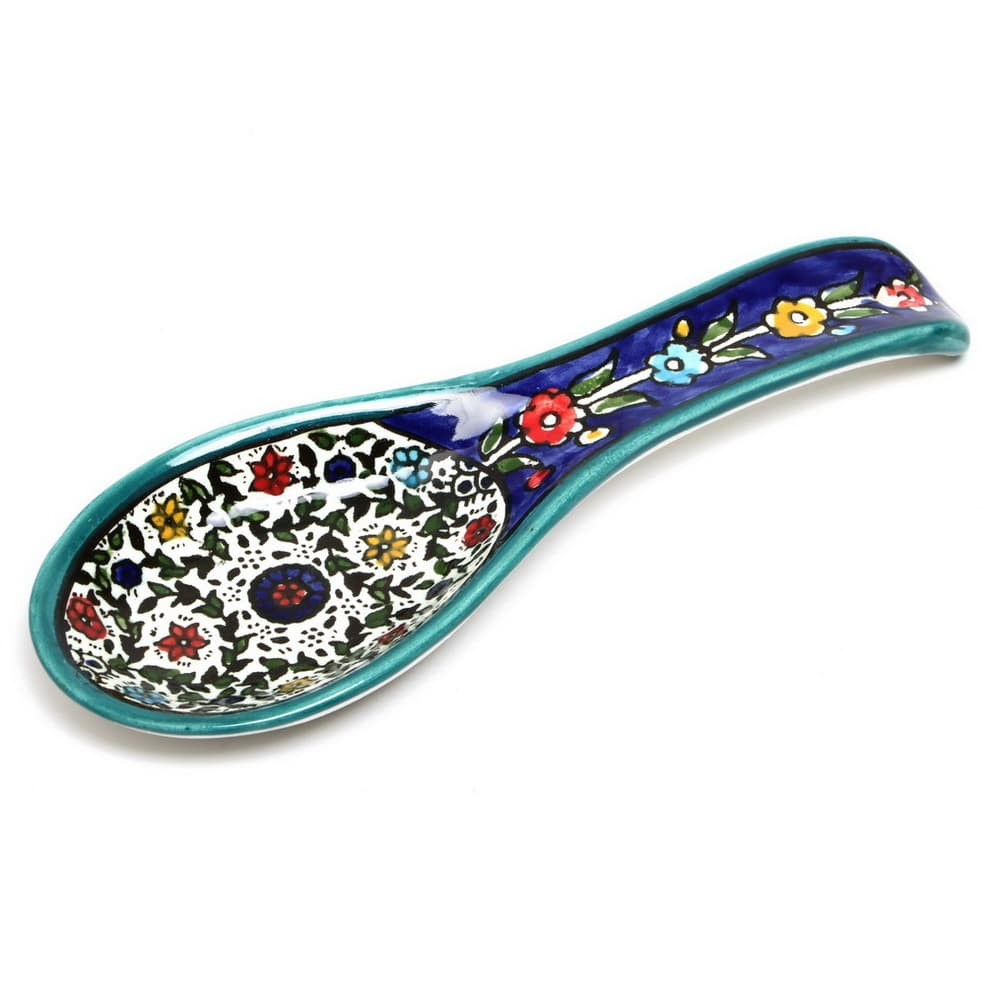Hand Painted Floral Ceramic Spoon Rest