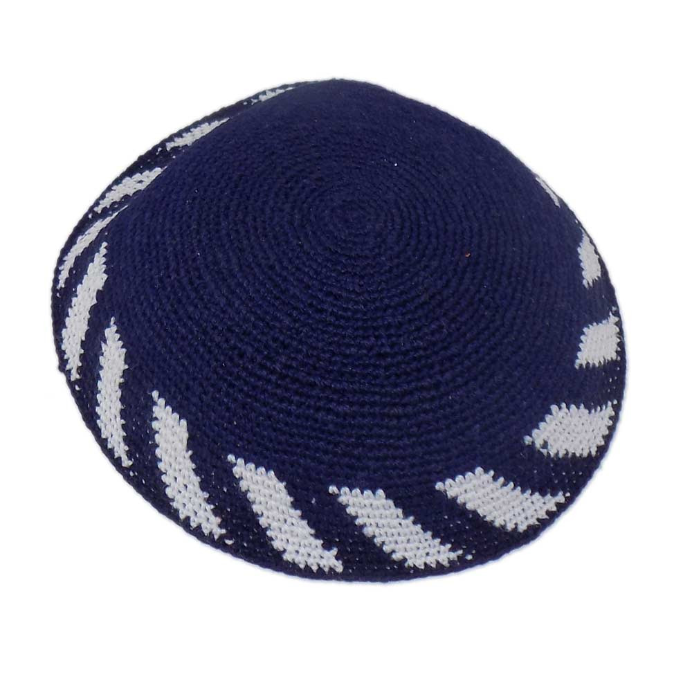 Jewish Gifts | Religious | Blue White Knitted Kippah
