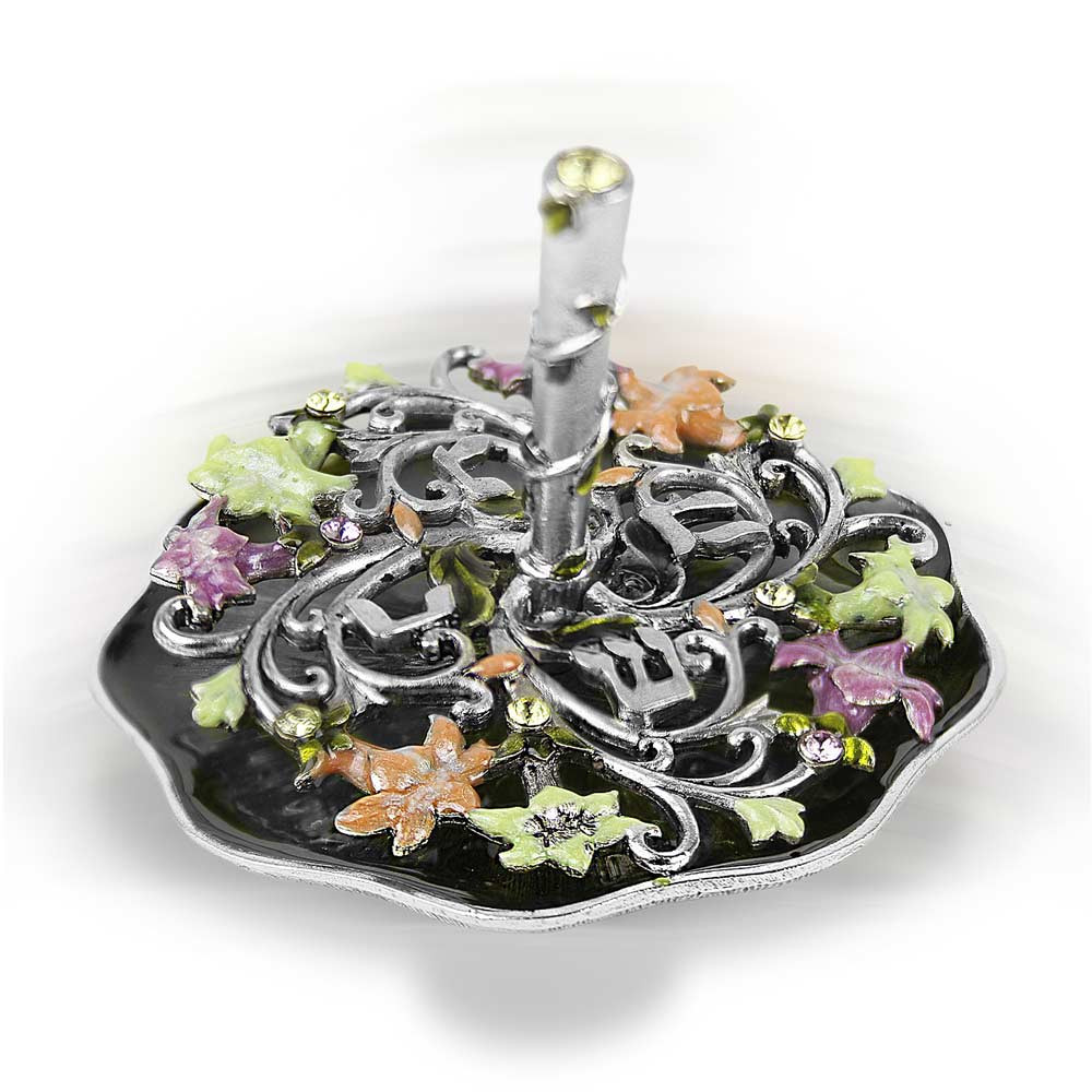 Hanukkah Gifts-Metal Enamel Floral Collector Dreidel