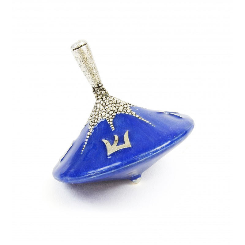 Hanukkah | Collector Dreidels | Blue Hand Painted Metal Collector Dreidel