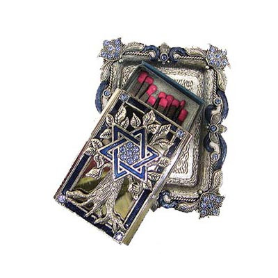 Blue Matchbox Holder And Tray