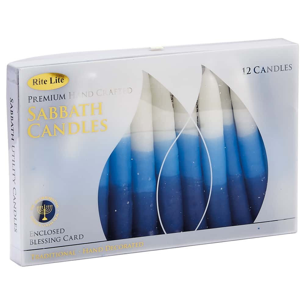 Blue To White Gradient Shabbat Candles