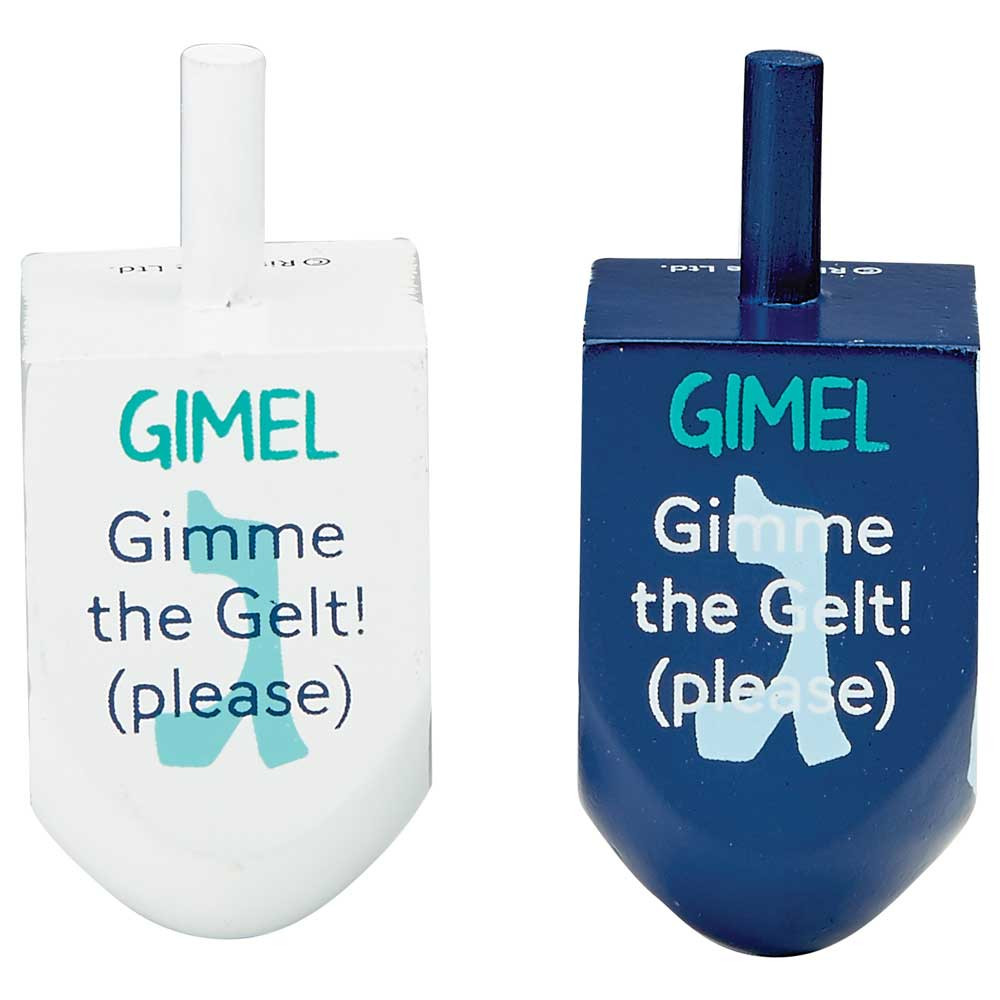Hanukkah Gifts - Set Of 2 Painted Wood Dreidel Gift Pack